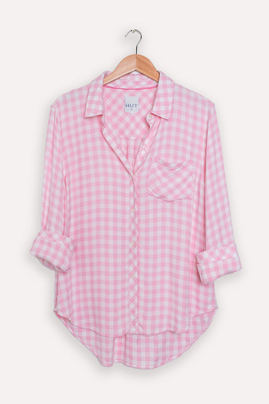 Baby Pink Gingham Monica Shirt – warehut - HUT clothing